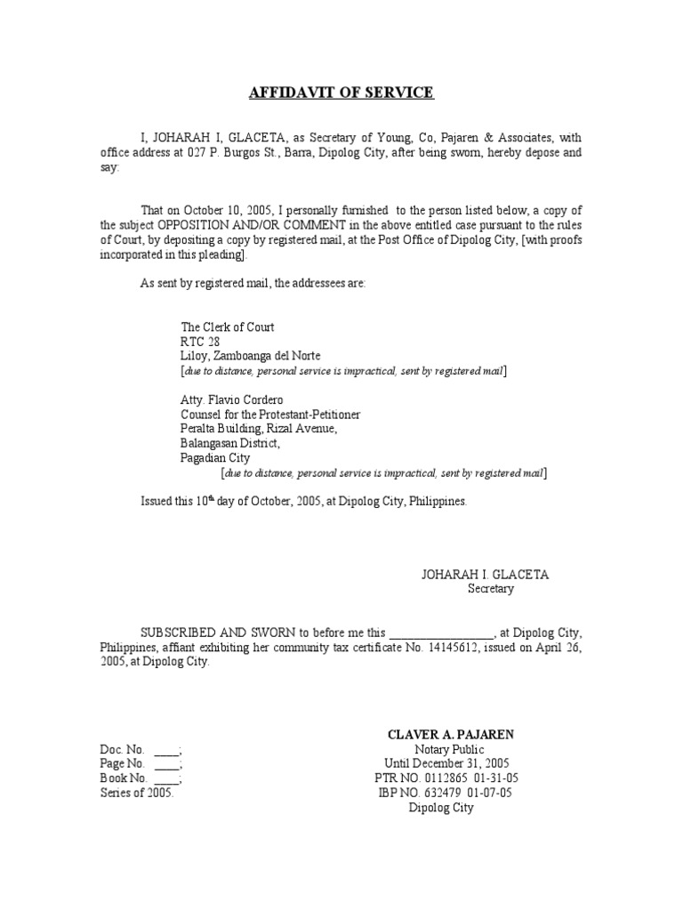Affidavit Service Details | PDF | Affidavit | Judiciaries