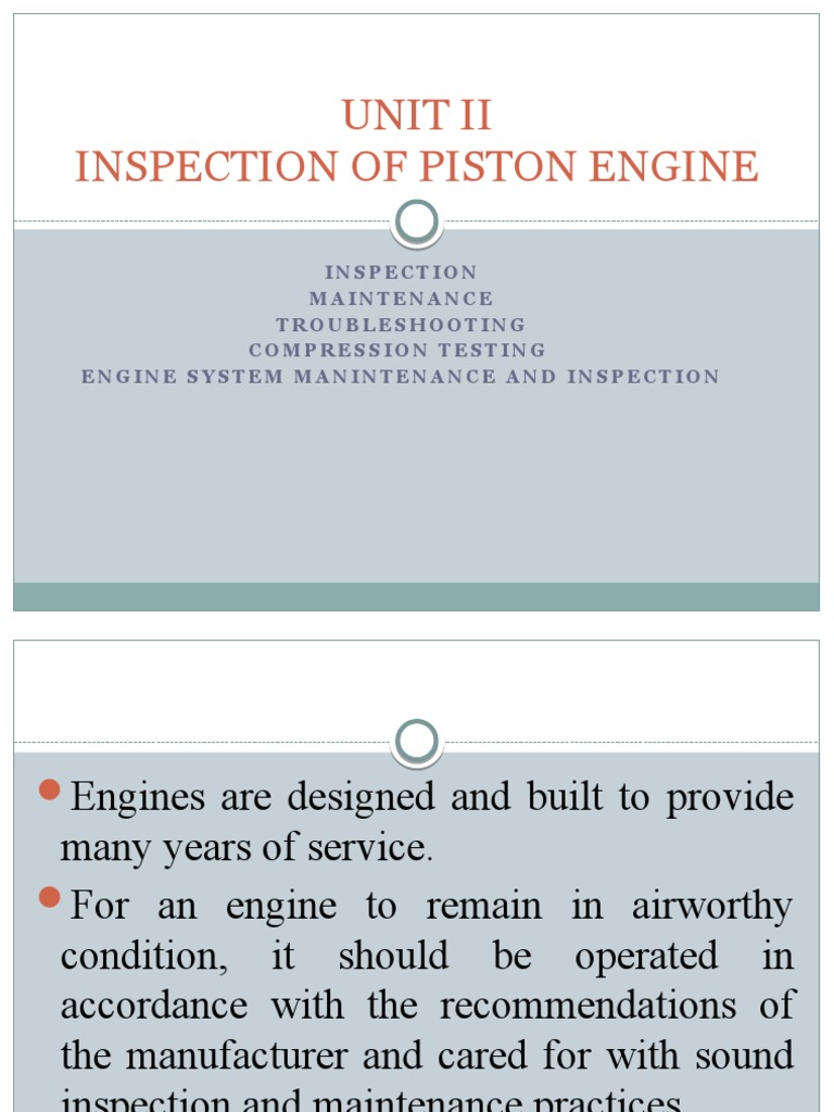 Unit Ii Inspection of Piston Engine | PDF | Mechanical Engineering ...