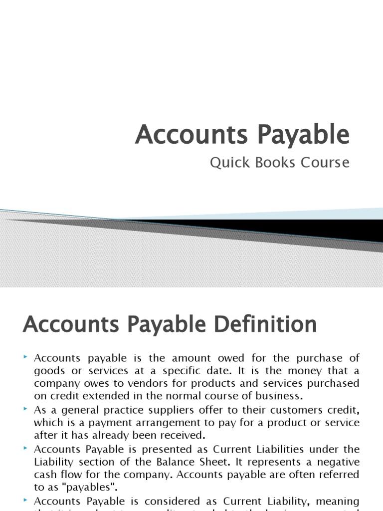 Accounts Payable: Quick Books Course | PDF | Accounts Payable | Balance ...