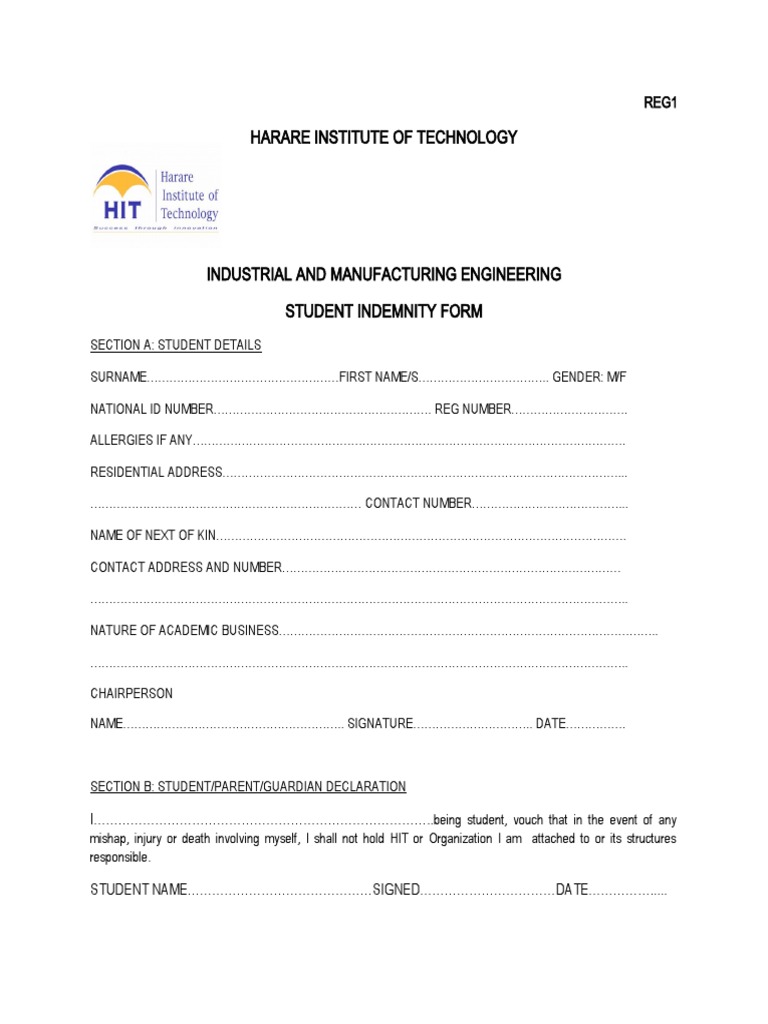 Student Indemnity Form | PDF