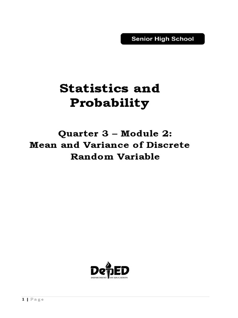 Statistics Probability Q3 Mod2 Mean and Variance of Discrete Random Variable v2 | PDF | Variance ...