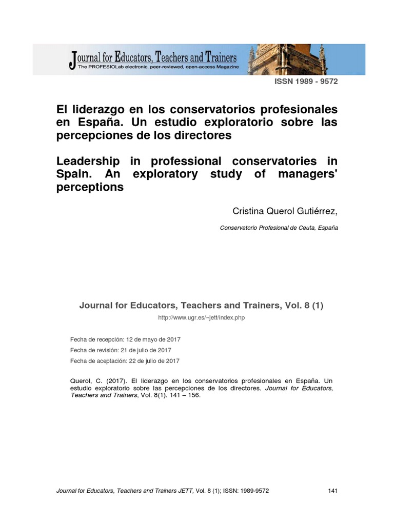 Journal For Educators, Teachers and Trainers, Vol. 8 (1) : ISSN 1989 - 9572 | PDF