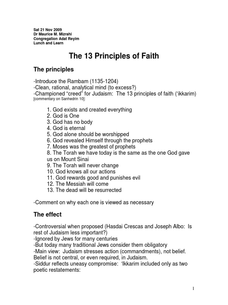 The 13 Principles of Faith | PDF | Jews And Judaism | Jewish Theology