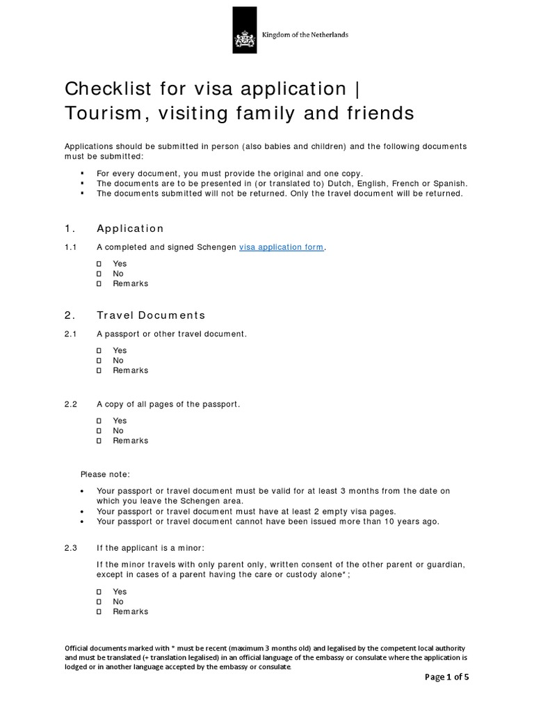 Tourist Visa Checklist | PDF | Travel Visa | Passport