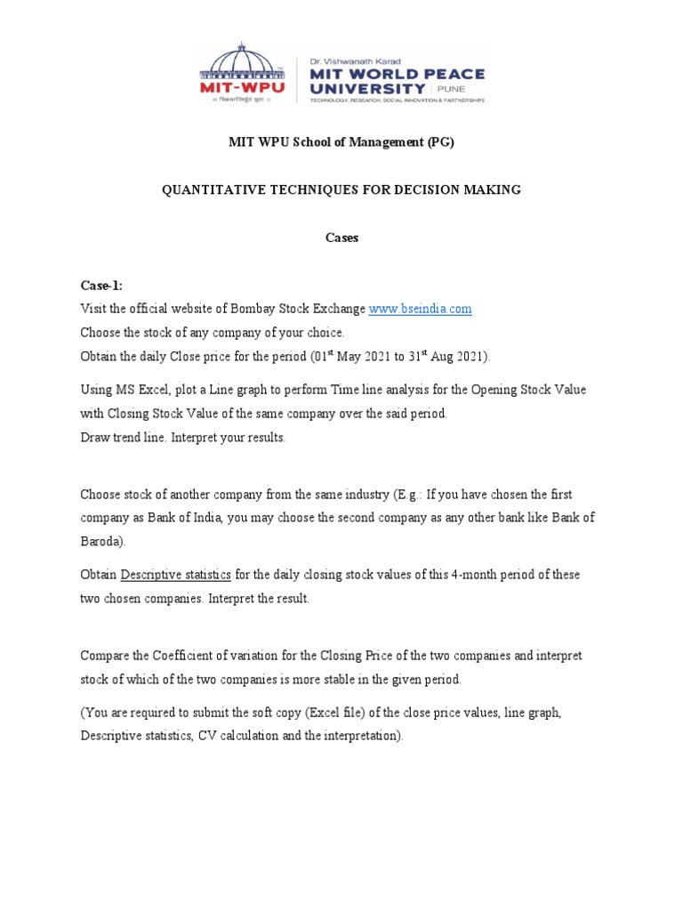 Quantitative Techniques For Decision Making - Cases | PDF | Capital ...