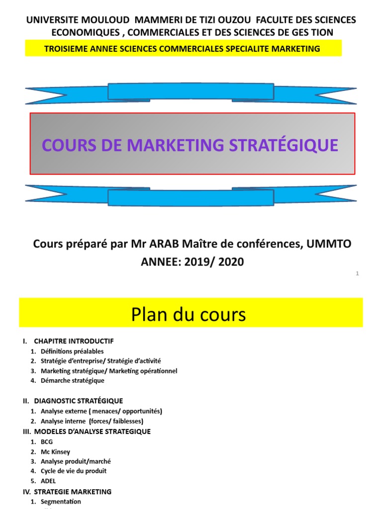 Cours de marketing stratégique diapos | PDF | Commercialisation ...