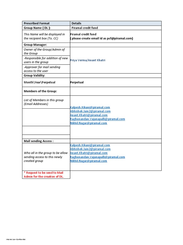 Group ID Creation Form-PCF | PDF