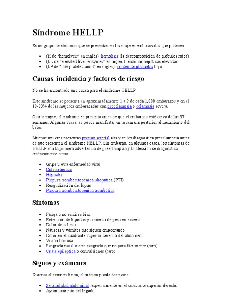 Síndrome HELLP | PDF | Parto prematuro | Parto