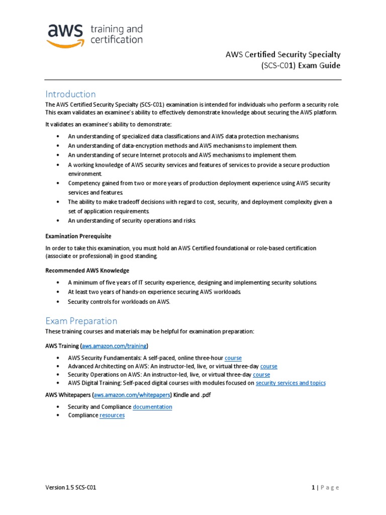 AWS Certified Security Specialty Exam Guide v1.5 | PDF | Test ...