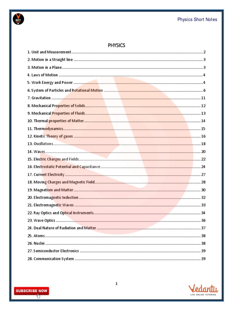 Vedantu Physics Formula Sheet | PDF | Waves | Gases