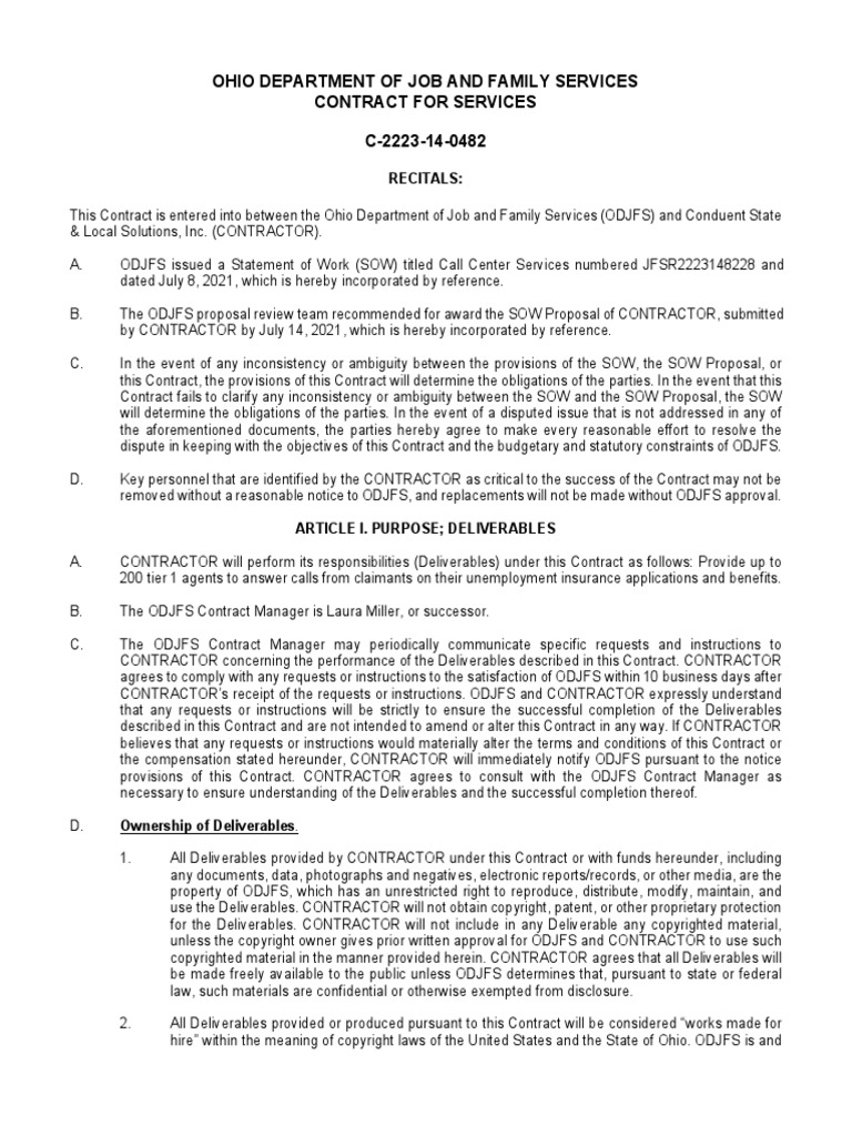 Conduent Contract | PDF | Employment | Breach Of Contract