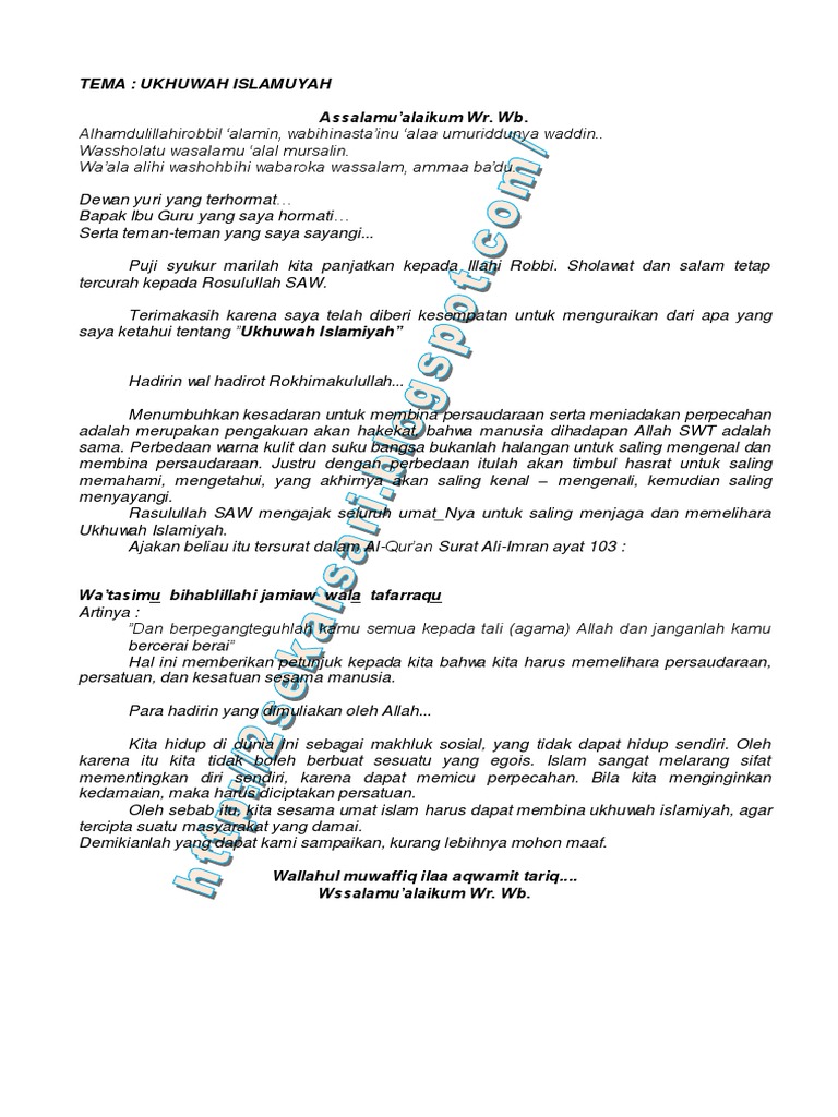 Pidato Ukhuwah Islamiyah Mapsi | PDF | Ilmu Sosial | Gaya Hidup