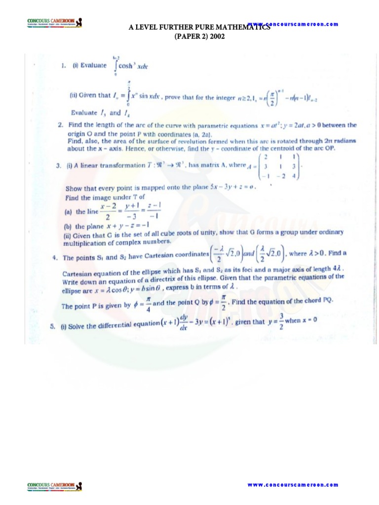 Further Maths Paper 2 2002 | PDF