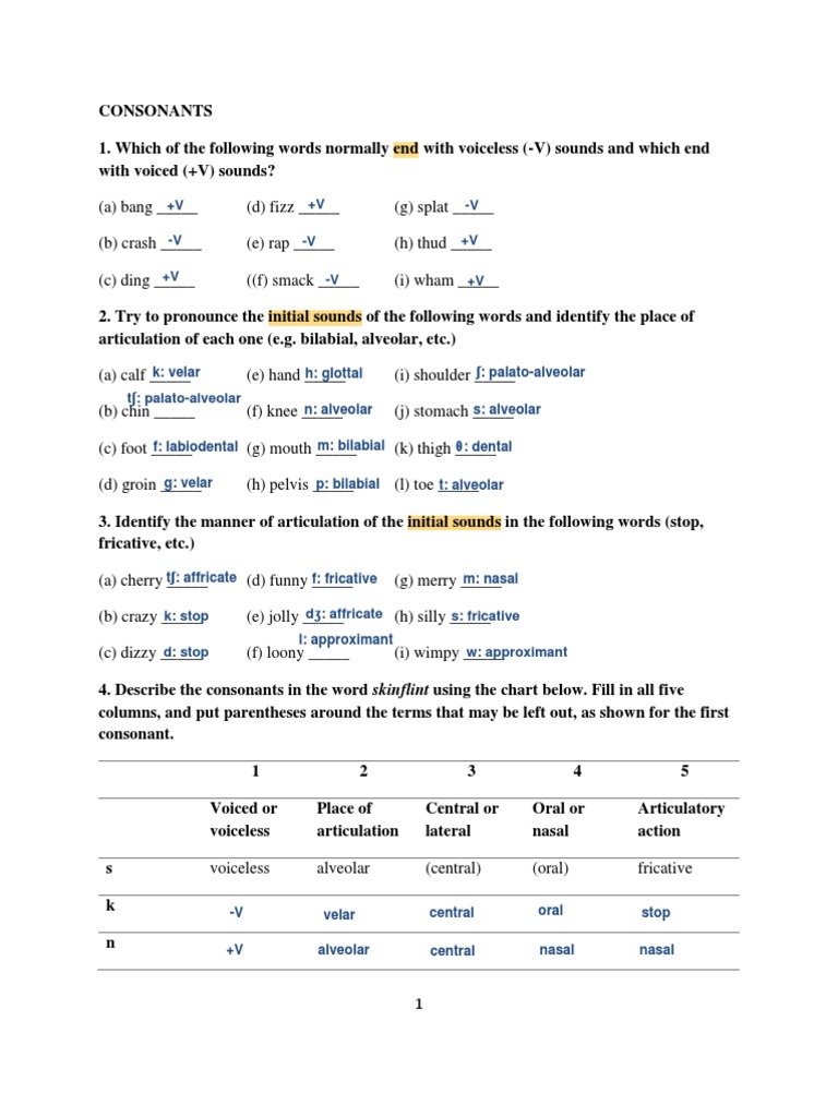 Consonant Sounds Pdf Human Communication Linguistics
