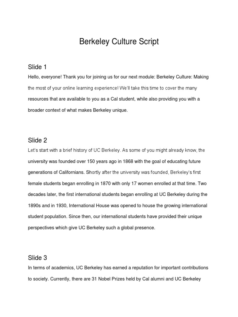 Berkeley Culture Script | PDF | University Of California