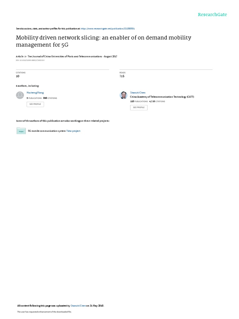 Mobility Driven Network Slicing: An Enabler of On Demand Mobility Management For 5G | PDF ...
