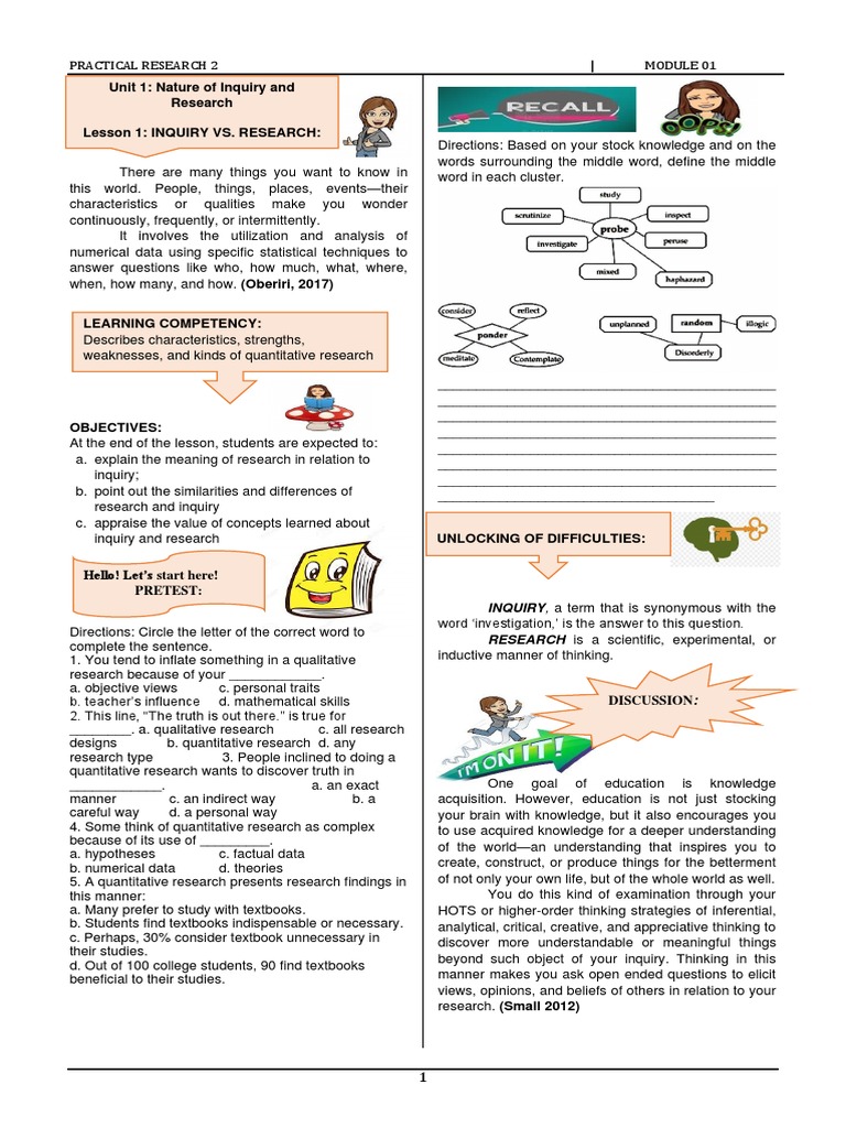 Practical Research 2 Module 1 | PDF | Inquiry | Inductive Reasoning