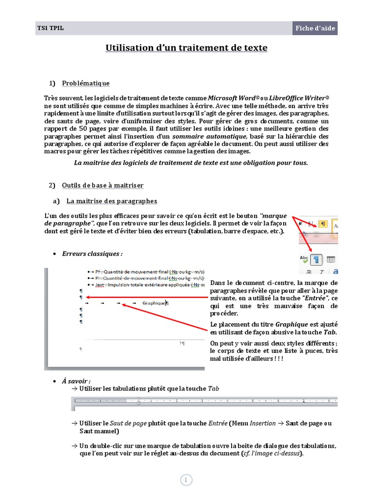 Aide 7 - Utilisation D'un Traitement de Texte | PDF | Microsoft Word ...