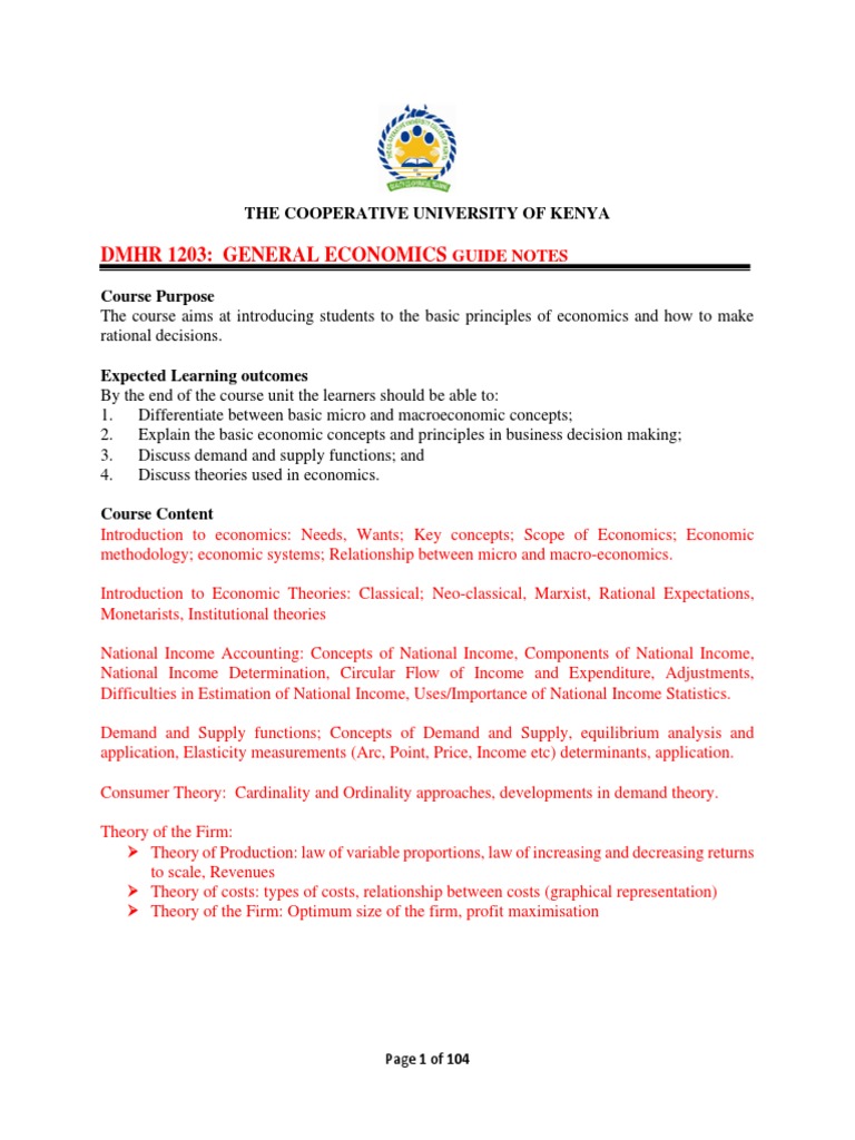 General Economics Guide Notes | PDF | Economics | Neoclassical Economics