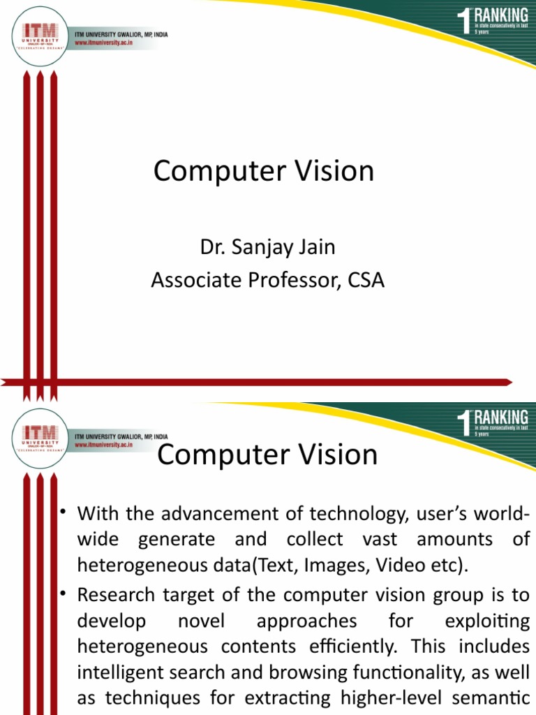 Computer Vision: Dr. Sanjay Jain Associate Professor, CSA | PDF ...