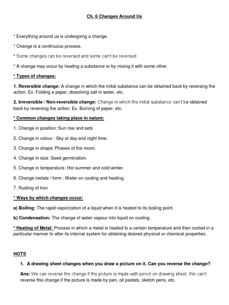 Ch 6 Changes Around Us Class 6 PDF Water Boiling