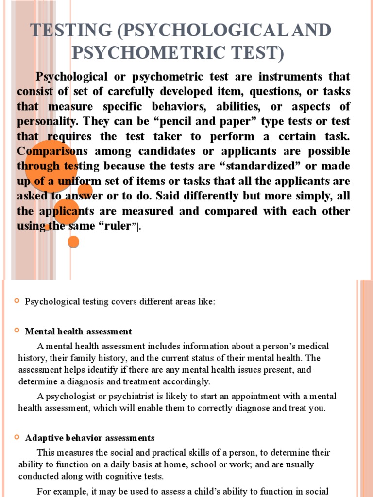 Testing (Psychological and Psychometric Test) | PDF | Test (Assessment ...