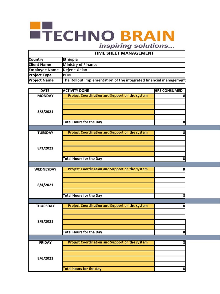 Manual Timesheet Aug 2021 | PDF