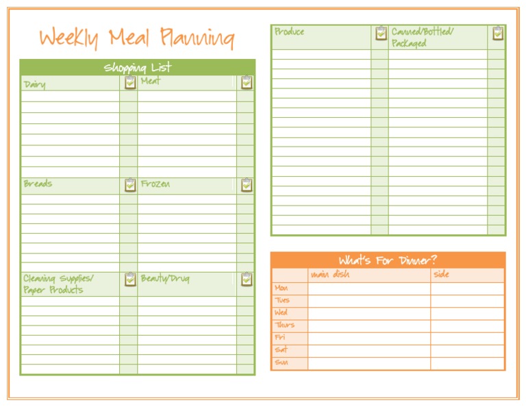 Weekly Meal Planning | PDF