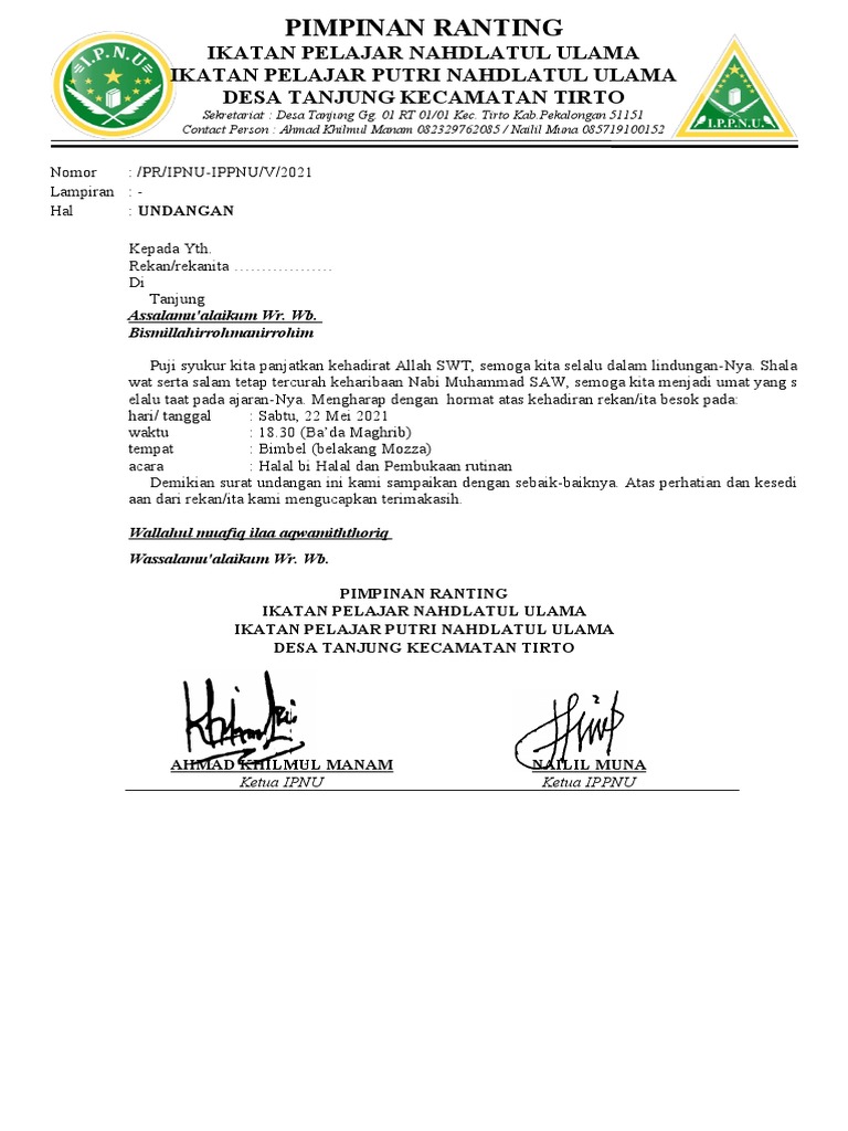 Surat HBH Dan Pembukaan Rutinan | PDF