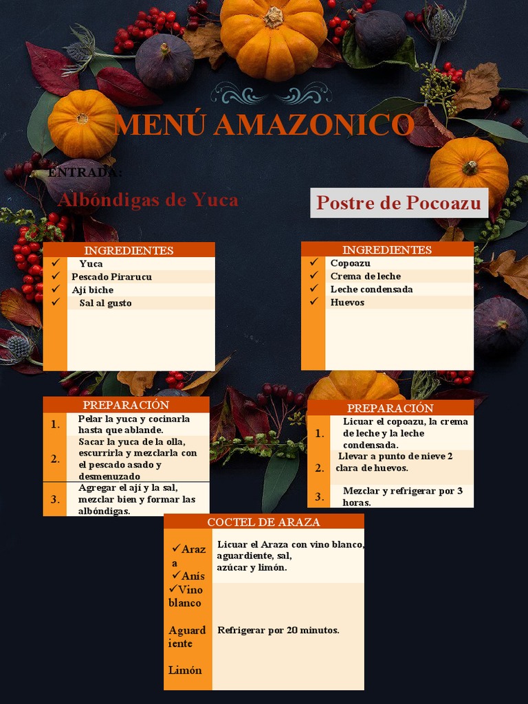 Menú Amazonico | PDF | Cocina | Alimentos