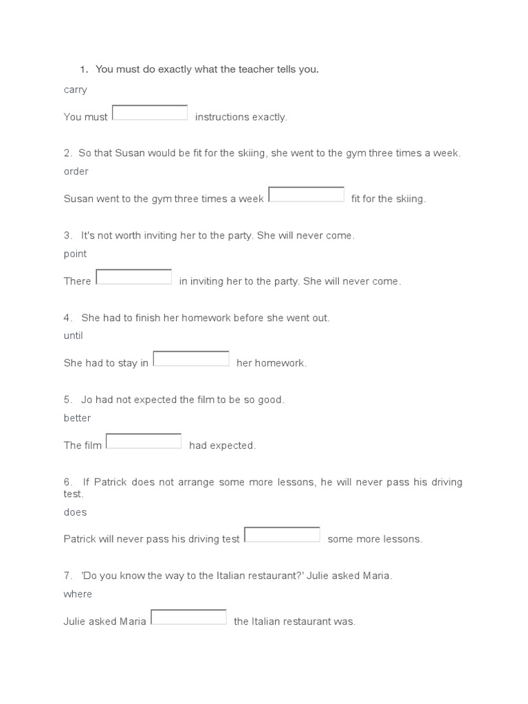 B2 Gap Filling Exercises with Answers | PDF