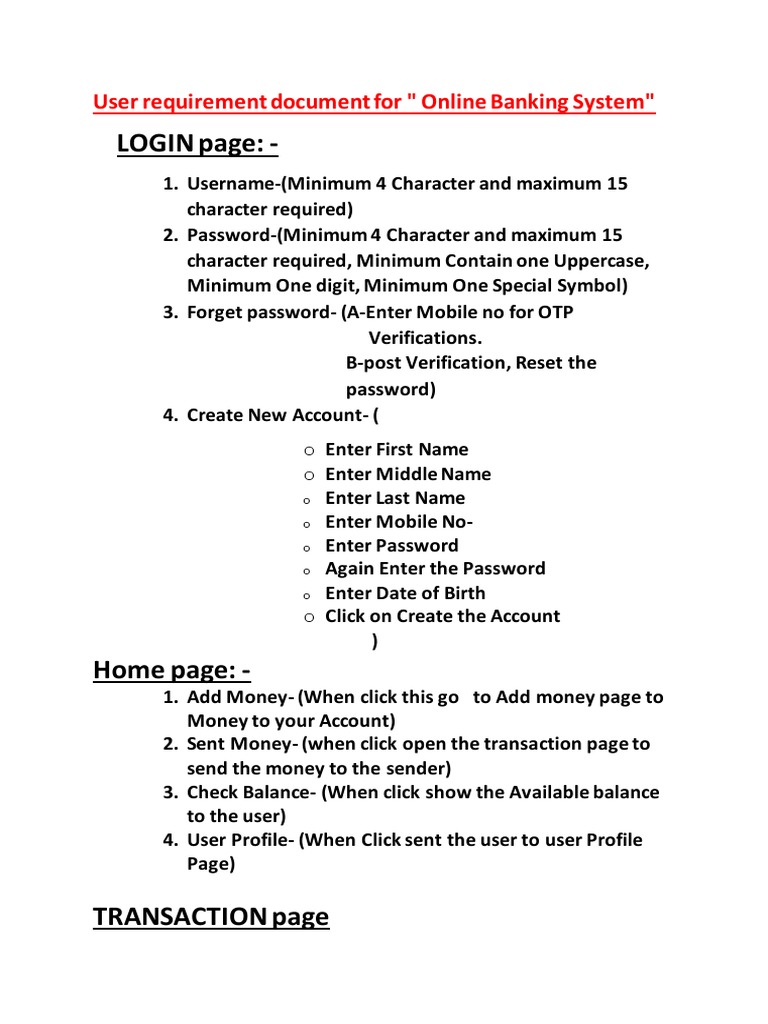 User Requirement Document For | PDF | Finance & Money Management