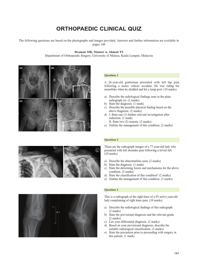 Orthopaedic Clinical Quiz Volume 13 | PDF | Radiology | Medical Specialties