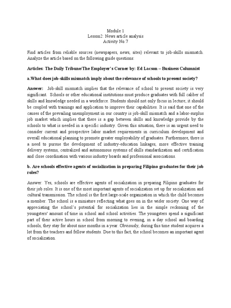 Educ 5 - Activity 7 | PDF | Socialization | Labour Economics