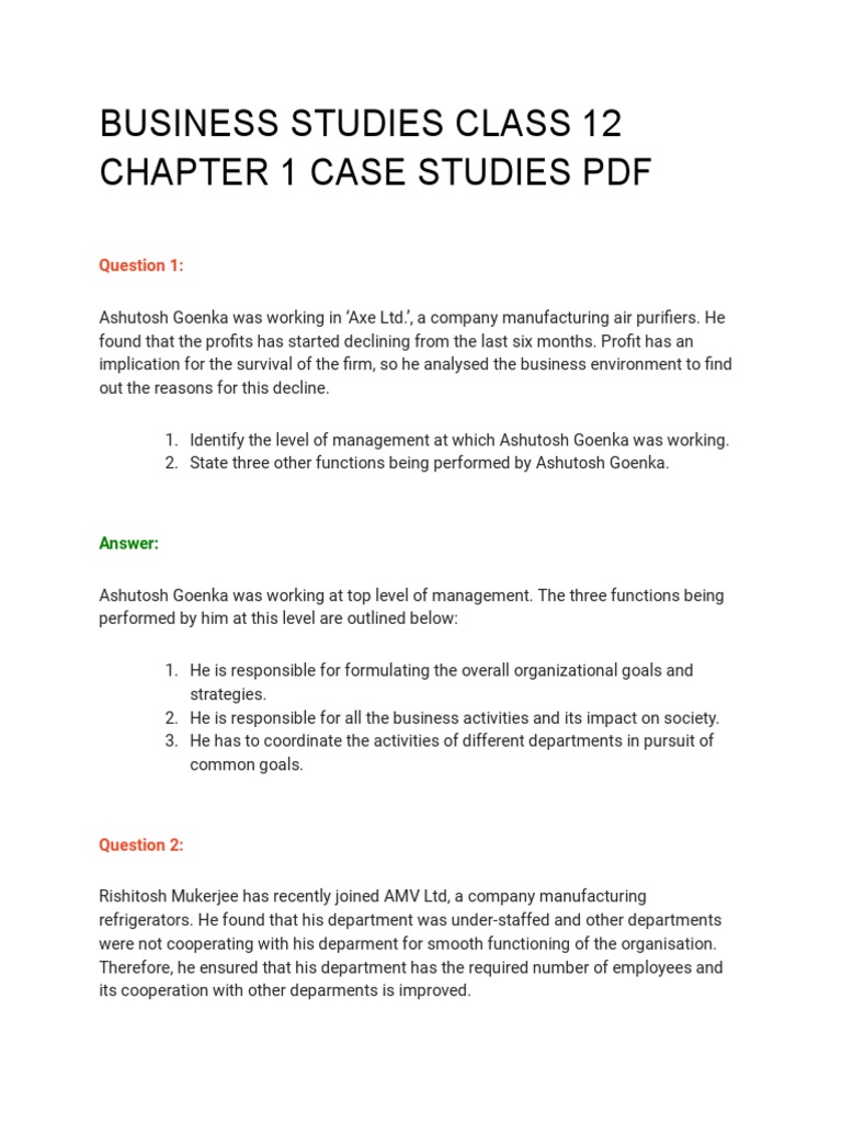 Chapter 1 Case Studies | PDF | Employment | Profession