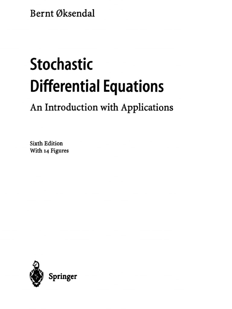 Oksendal Stochastic Differential Equations PDF Free | PDF