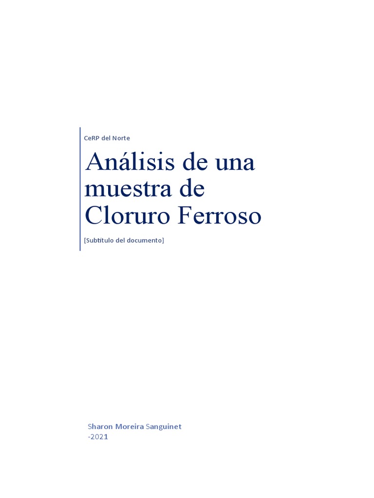 Análisis de Una Muestra de Cloruro Ferroso | PDF | Redox | Química
