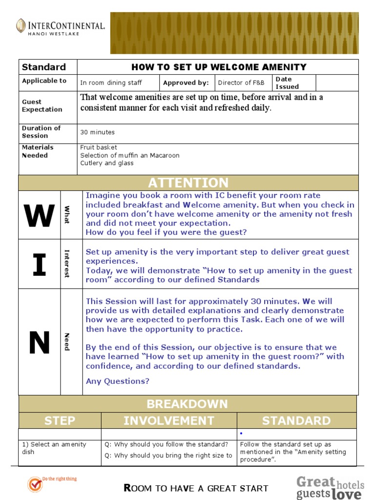 SOP - How To Set Up Amenity | PDF