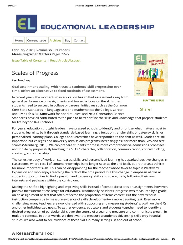 Scales of Progress - Educational Leadership | PDF | Educational ...