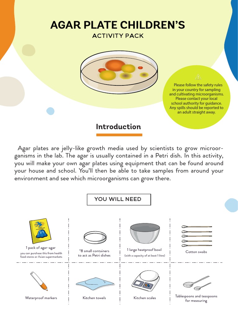 Agar Plate Children'S: Activity Pack | PDF | Agar | Microorganism