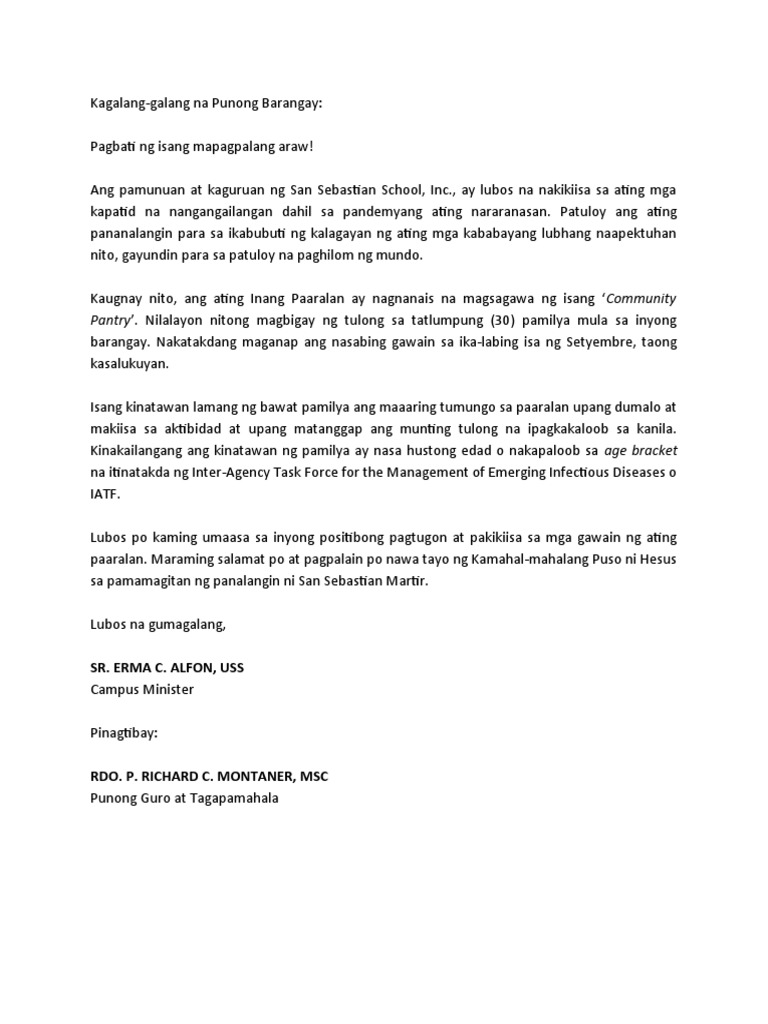 Letter For Brgy. Captain | PDF
