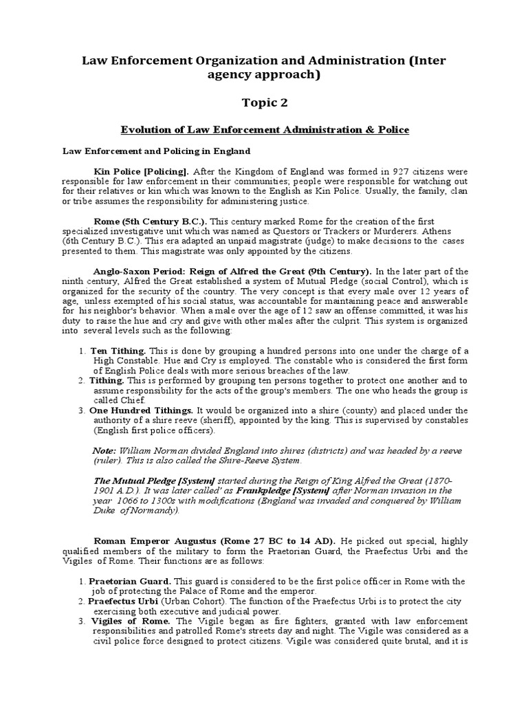 Law Enforcement Organization and Administration (Inter Agency Approach ...
