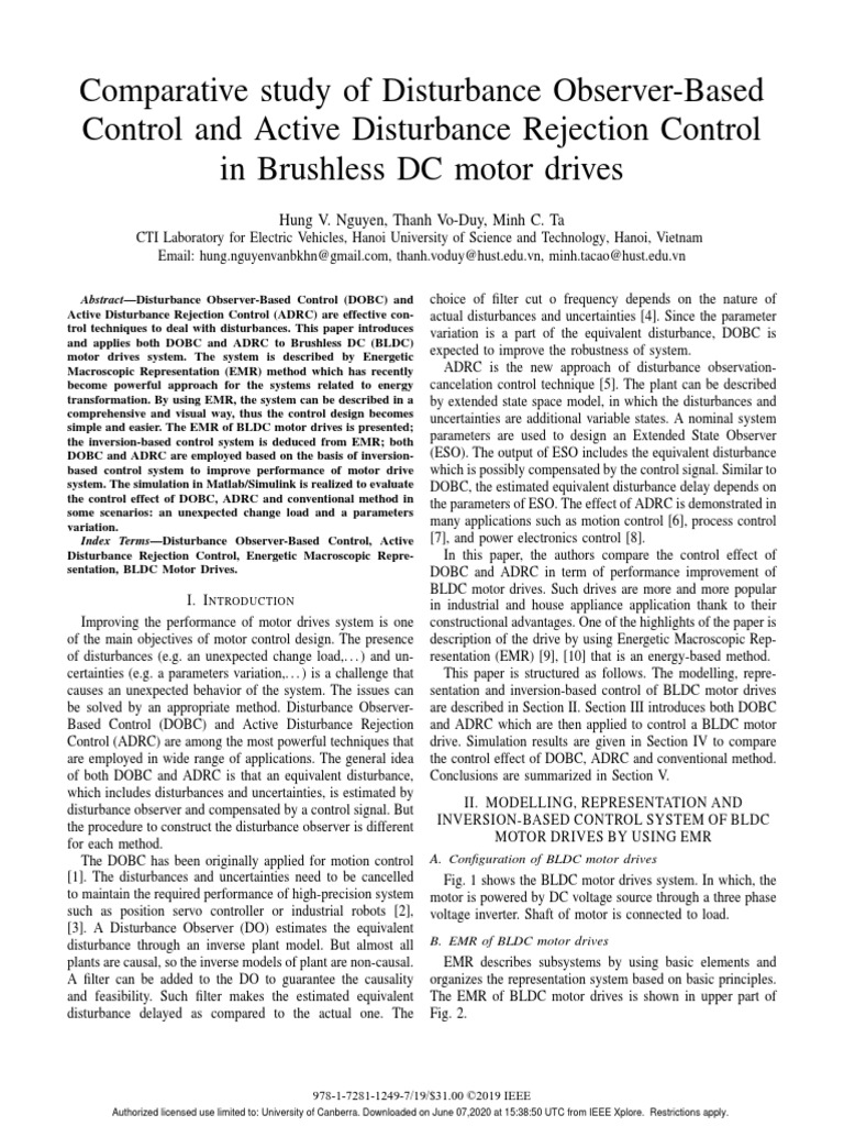 Comparative Study of Disturbance Observer-Based Control and Active ...