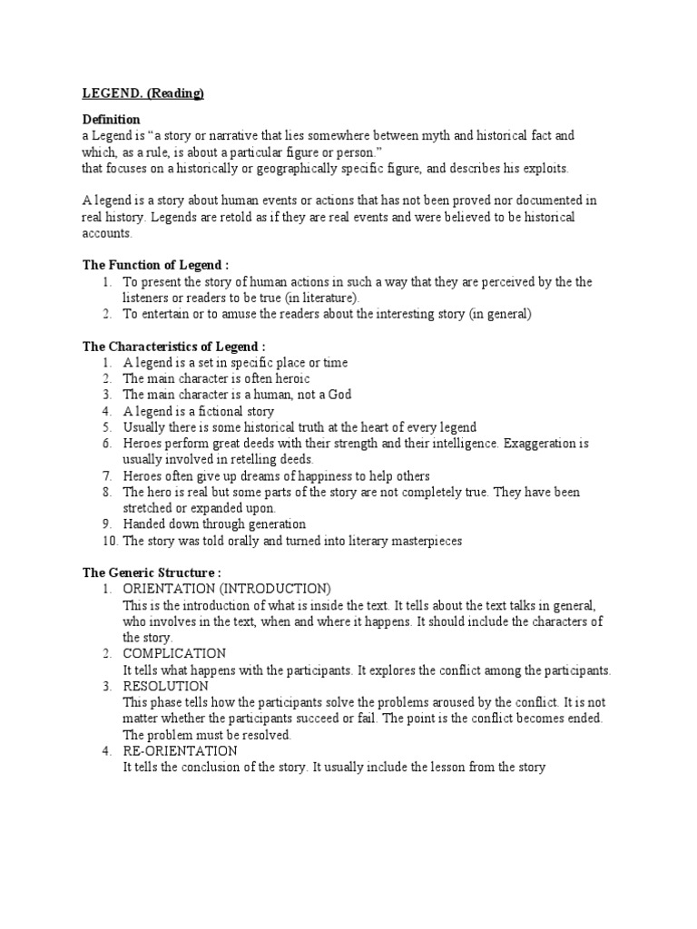 LEGEND. (Reading) | PDF | Legends | Verb