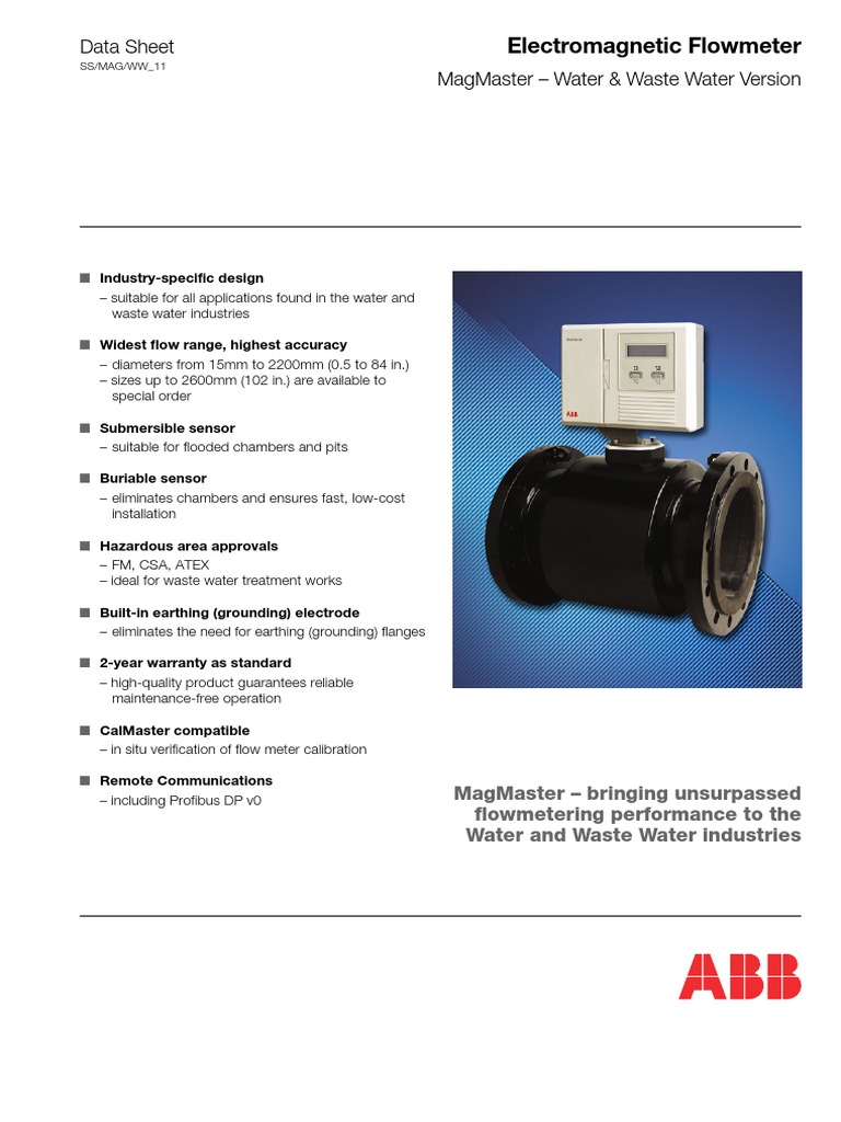 Magmaster - Water & Waste Water Version Data Sheet: Electromagnetic ...