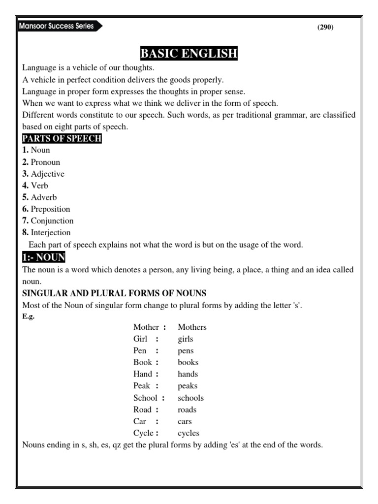 Basic English: Parts of Speech | PDF | Adverb | Verb
