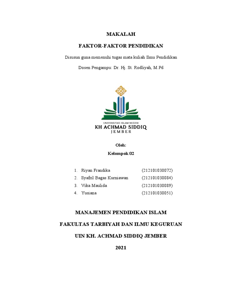 MAKALAH Faktor Pendidikan Kel.2 | PDF