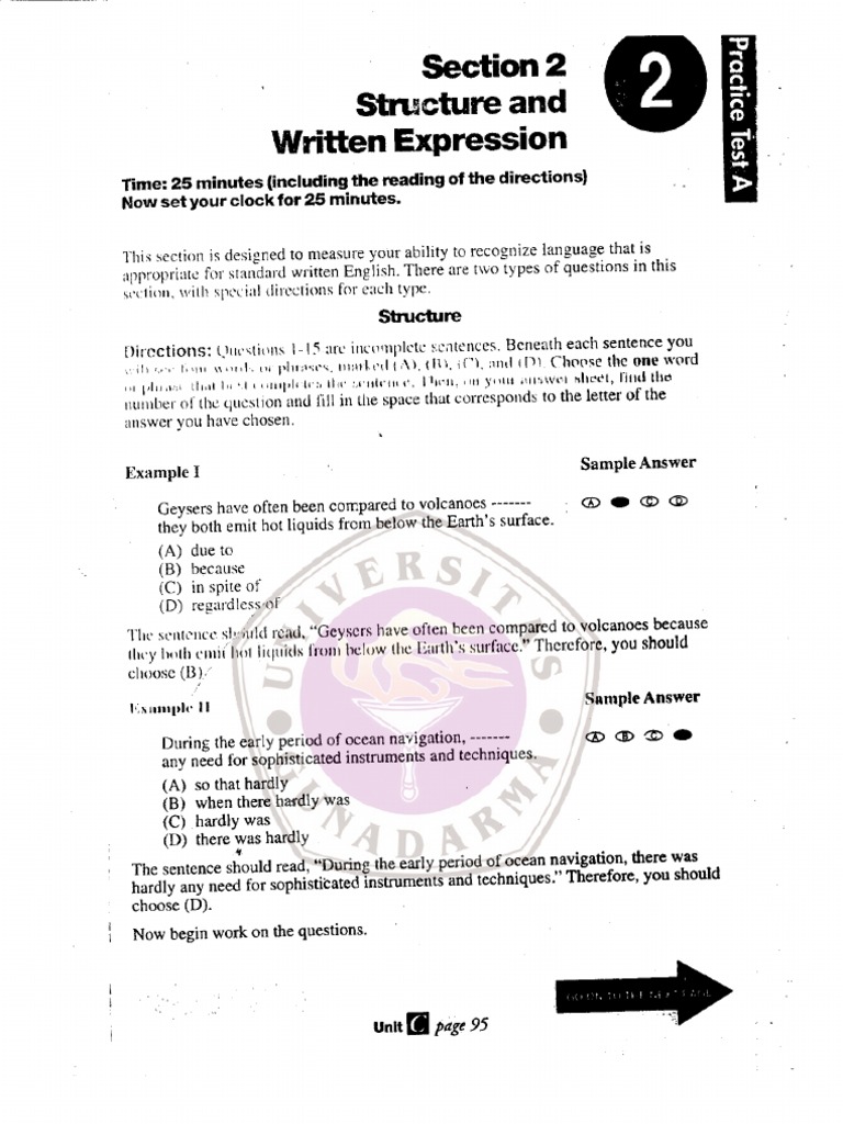 Practice Test A Section 2 Structure and Written Expression | PDF | Nature