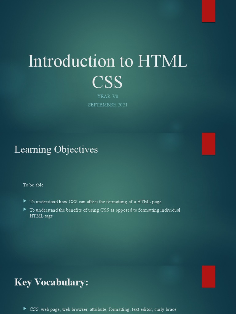 Introduction To HTML CSS | PDF | Html | World Wide Web