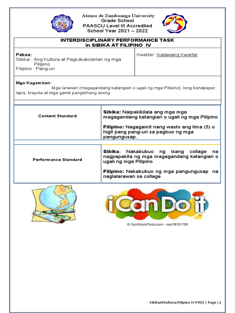 Interdisciplinary Performance Task | PDF